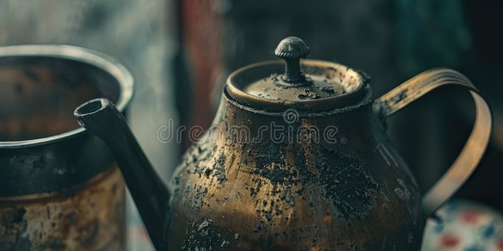 Tea Kettle Sits on Table with Cup Stock Photo - Image of kettle, boil ...