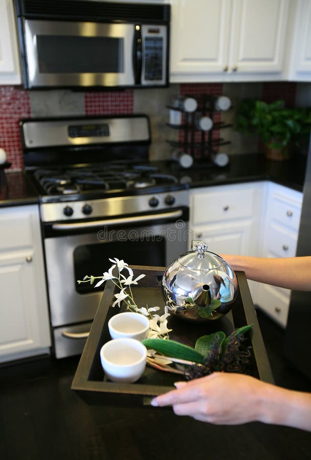 Tea in the Kitchen (Narrow Focus on Tea Kettle) Stock Image - Image of ...
