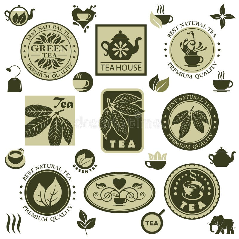 Tea labels set stock vector. Illustration of kettle - 171258873