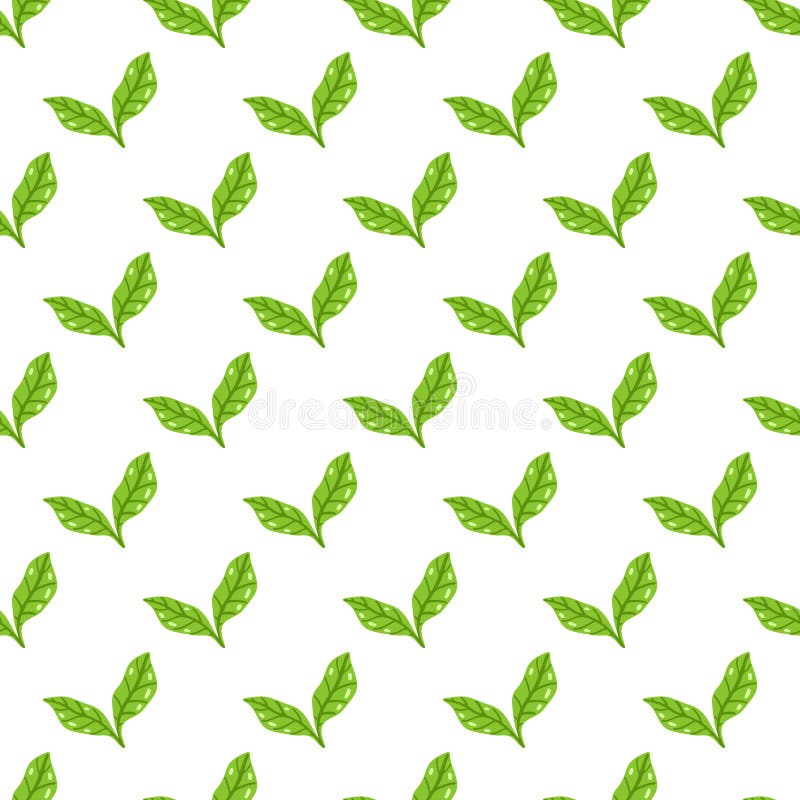 Tea Leaves Pattern. Seamless Floral and Herbal Pattern. Hand Drawn Leaf ...