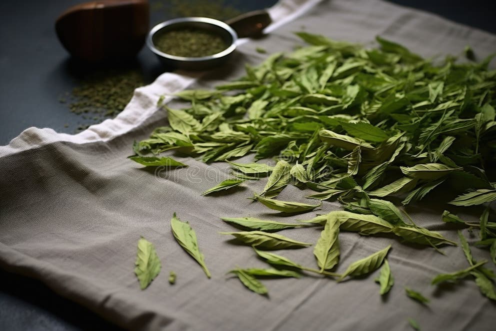 Tea Leaves Spread Out on a Plain Muslin Cloth Stock Photo - Image of ...