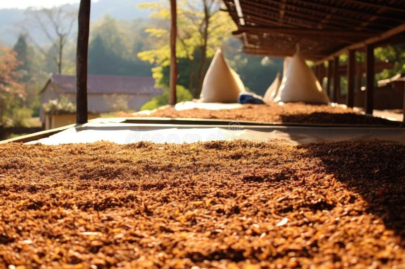 Tea Leaves Spread Out To Dry in the Sun Stock Illustration ...