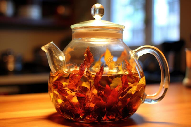 Tea Leaves Steeping in Glass Teapot Stock Illustration - Illustration ...