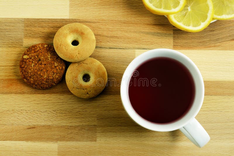 Tea lemon and biscuits stock photo. Image of break, biscuits - 38296986