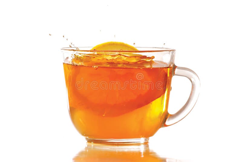 Tea and lemon with splash stock photo. Image of lemon - 23370014