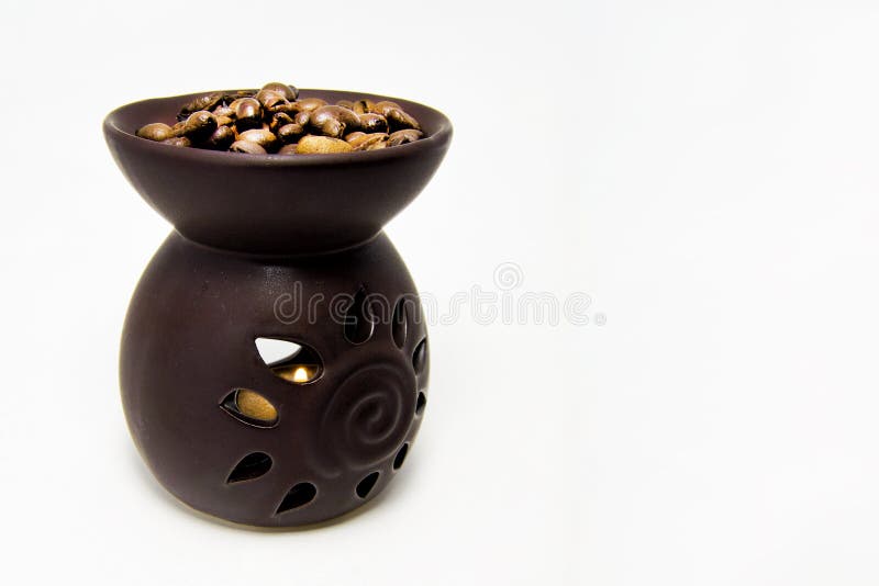 Tea Light Candle Heat Oil Perfume Diffuser with Coffee Beans on the Top ...