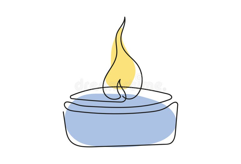 Tea Light Candle with Yellow Flame. Burning Decorative Aromatic Candle ...