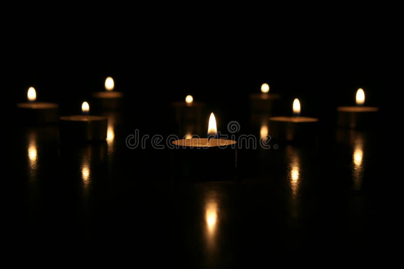 Tea Lights on Black Background Stock Photo - Image of love, valentine ...
