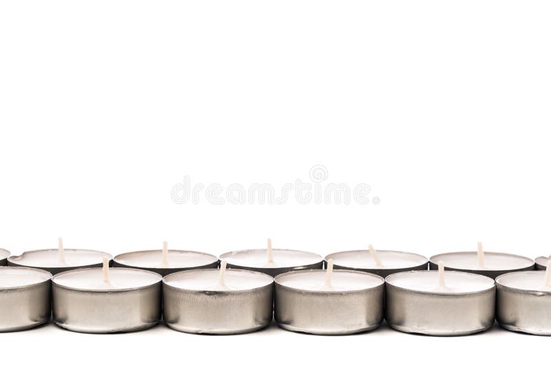 Tea Lights Isolated on White. Stock Image - Image of celebrate ...