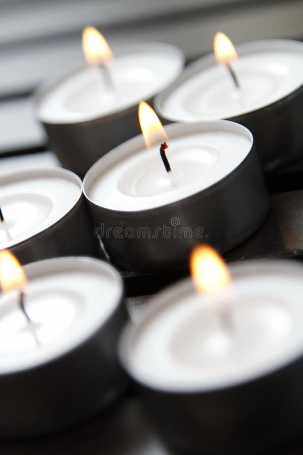 Tea lights stock photo. Image of feeling, relax, burning - 152719658