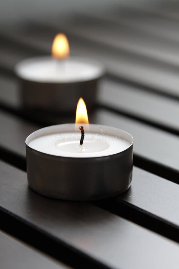 Tea lights stock image. Image of meditation, burning - 152720275
