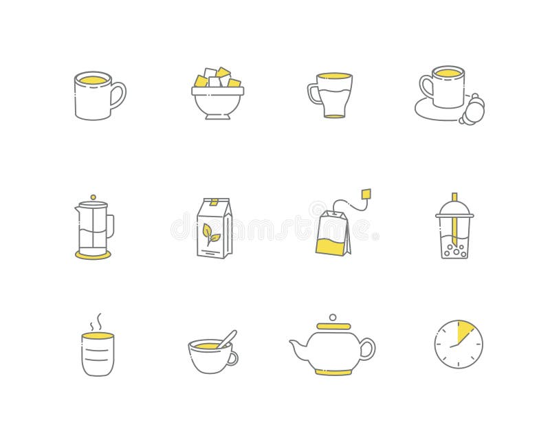 Tea Linear Icons. Everything for Tea Drinking Stock Vector ...