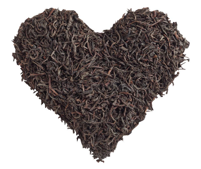 Tea Love. Tea Leaves in the Form of Heart Isolated Stock Image - Image ...