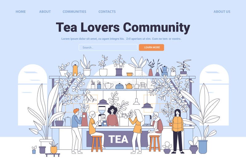 Tea Lovers Community Cafe Interior with People Enjoying Tea Plants and ...