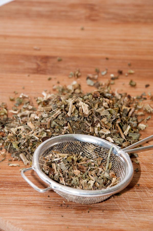 Tea Made from Basil with Metal Strainer Stock Photo - Image of basil ...