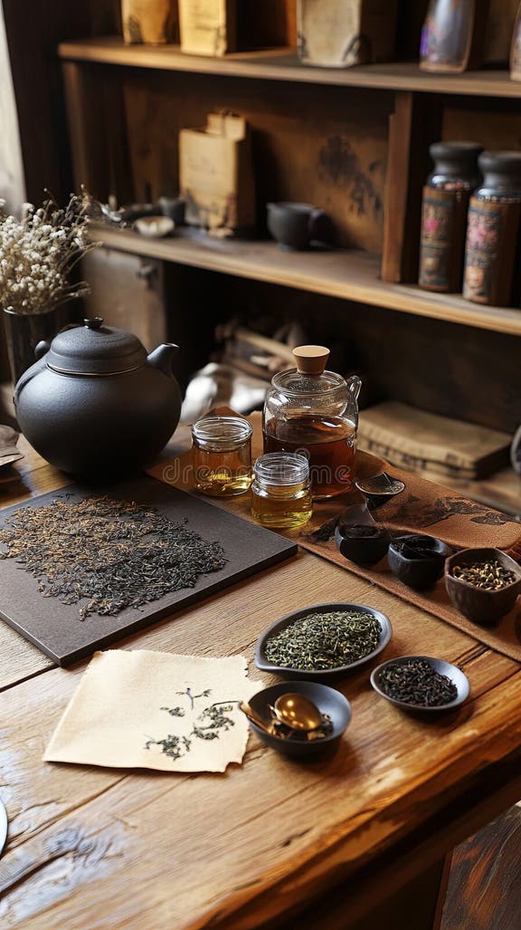 A Tea-making Station with Loose-leaf Tea and Brewing Tools. Pic Stock ...