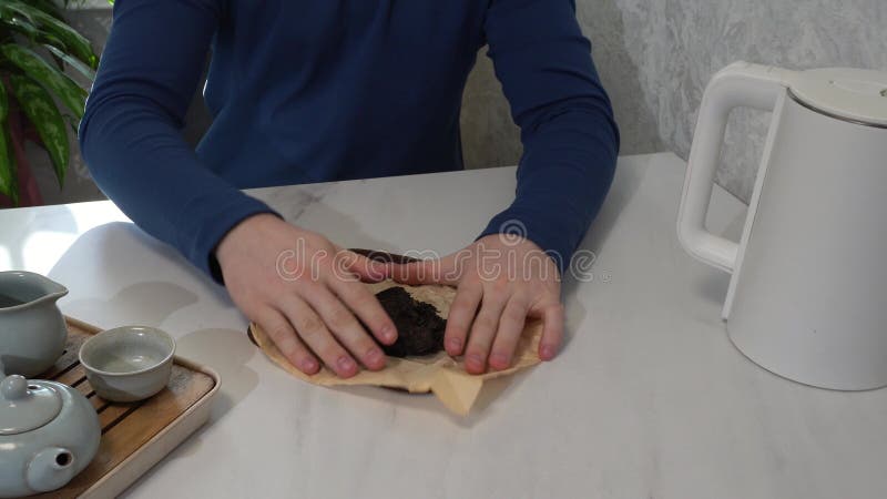 Tea Ceremony Master Preparing Tea Bag for Brewing Traditional Chinese ...