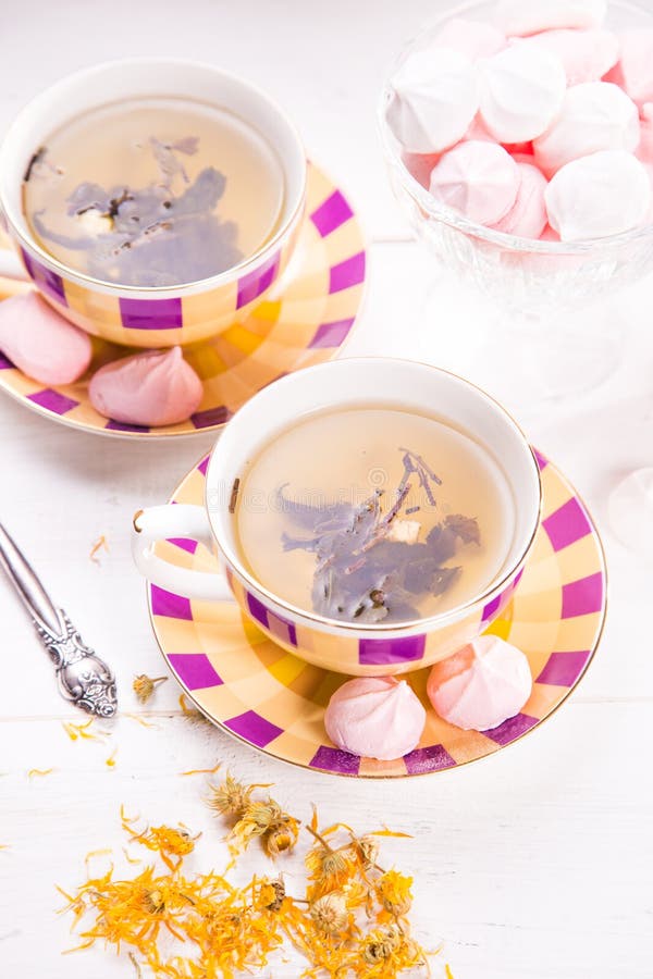 Tea with meringue stock photo. Image of elegance, wooden - 67649302