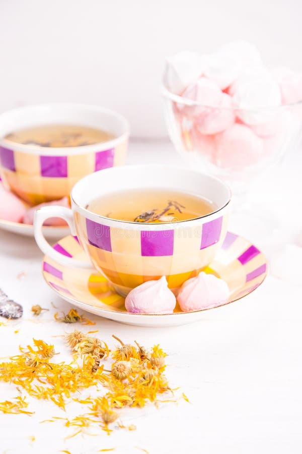 Tea with meringue stock photo. Image of decoration, elegant - 67649484