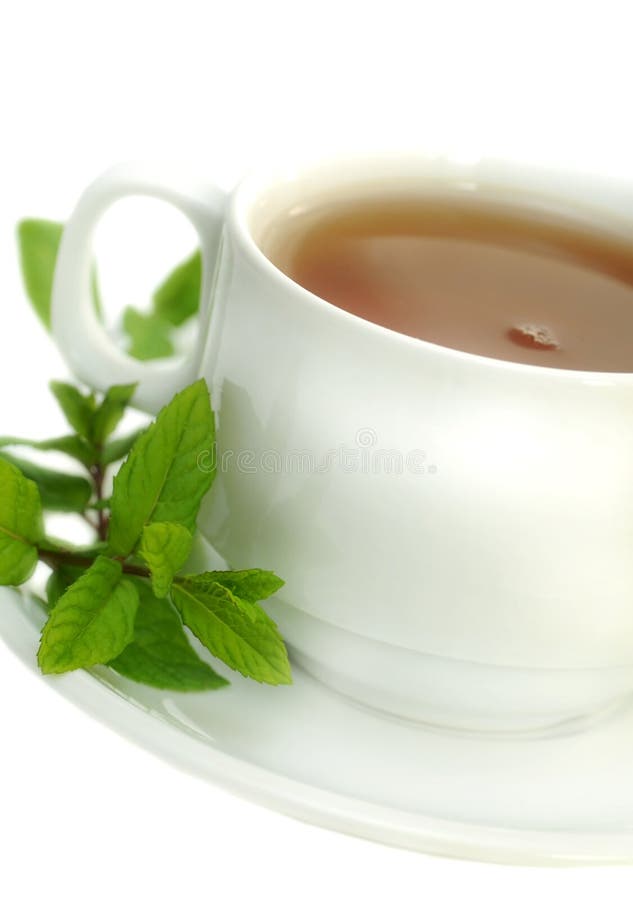 Tea with mint stock photo. Image of plate, closeup, glass - 13804062
