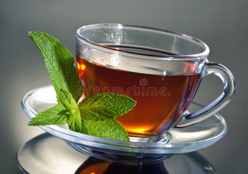Tea with mint stock photo. Image of saucer, spearmint - 14652078