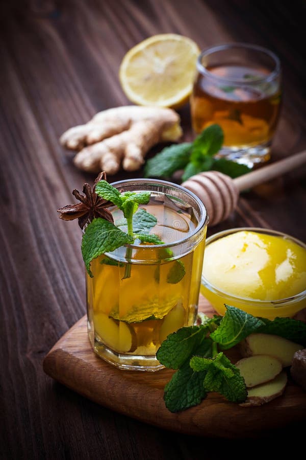Tea with Mint, Lemon and Ginger Stock Photo - Image of mint, fruit ...