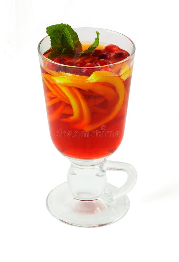 Tea with Orange and Berries Two Stock Photo - Image of fluids, isolated ...