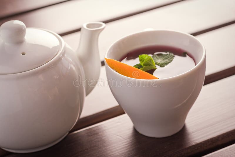 Tea with orange stock photo. Image of drink, soft, glass - 89286108