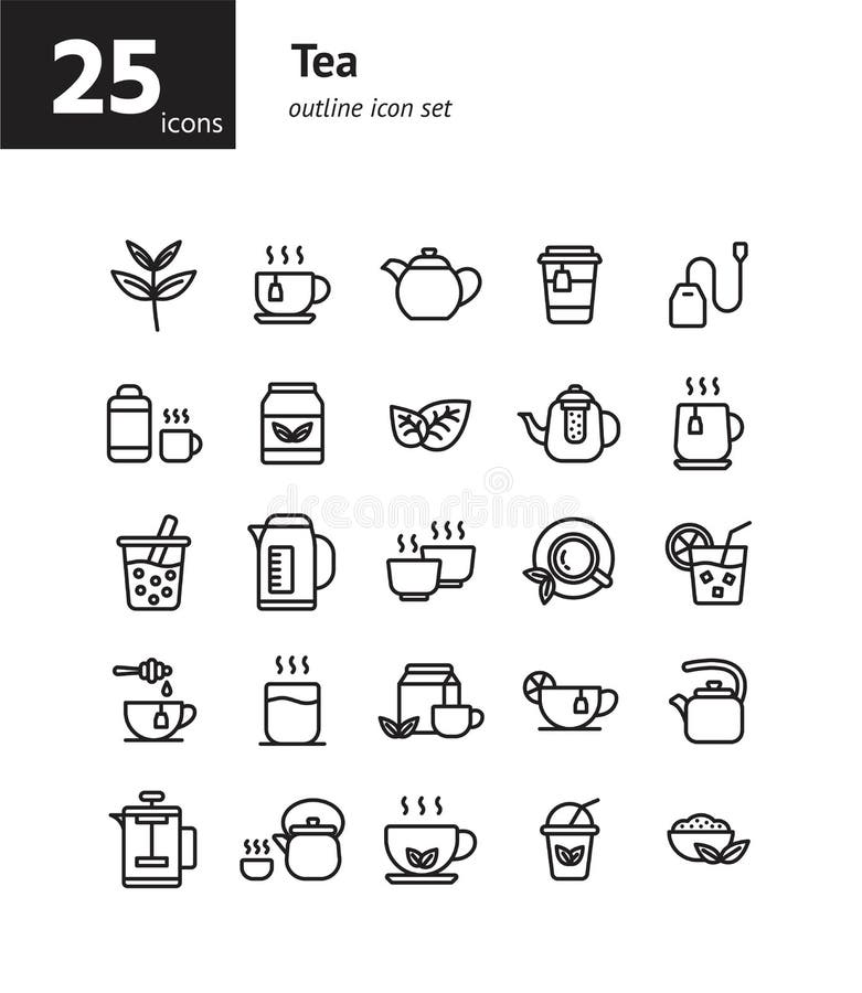 Tea outline icon set. stock vector. Illustration of fresh - 234478472