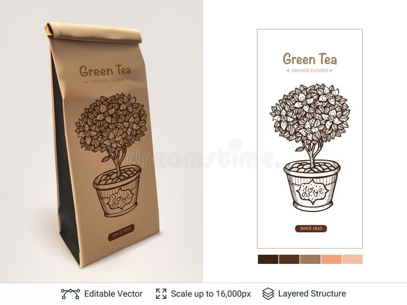 Tea package design. stock vector. Illustration of texture - 86619043
