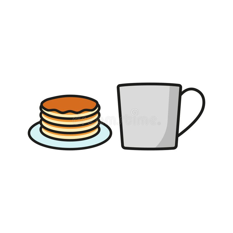 Tea and Pancake Set Food Icon Vector Stock Vector - Illustration of ...