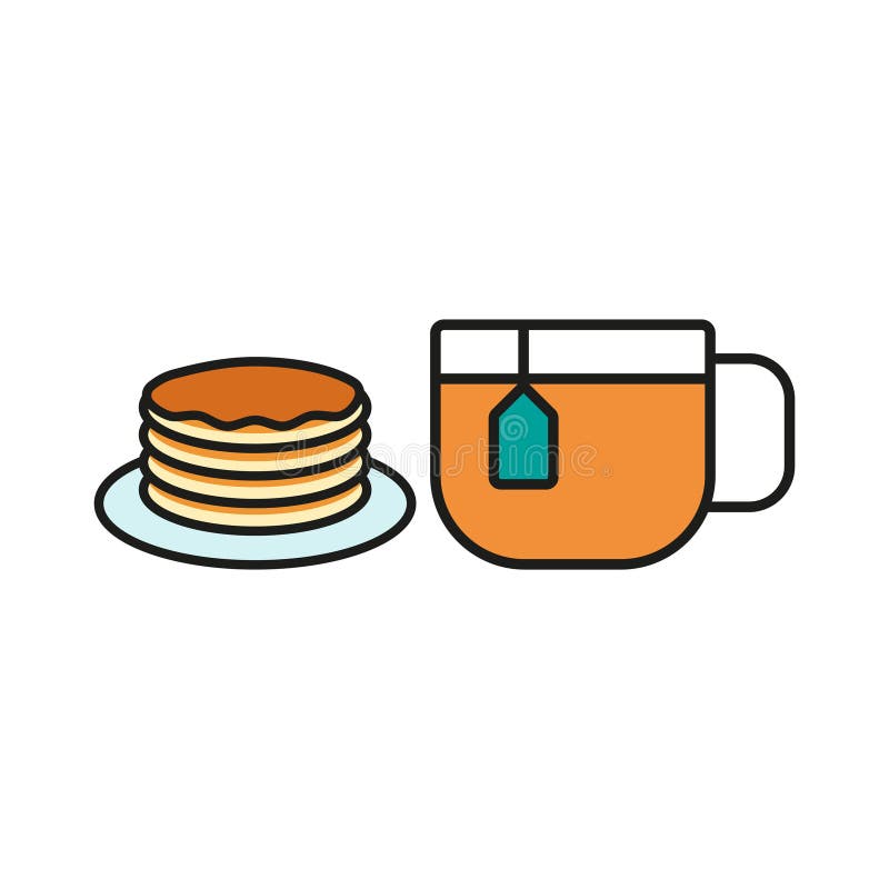 Tea and Pancake Set Food Icon Vector Stock Vector - Illustration of ...