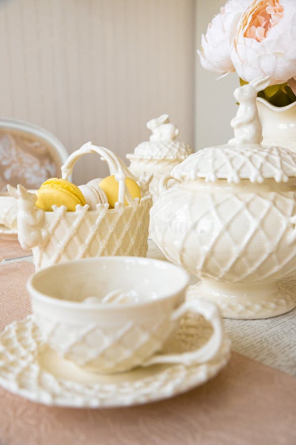 Tea Party from Beautiful Cups in Romantic Serving Stock Image - Image ...