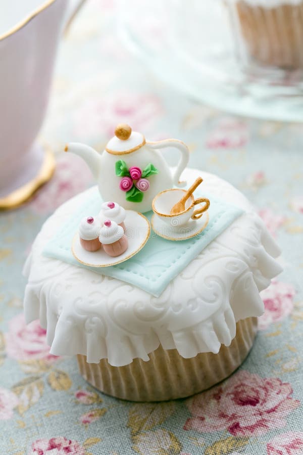 Tea party cupcake stock image. Image of teapot, cute - 26298217