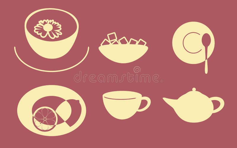 Tea party icons stock vector. Illustration of chamomile - 48657475