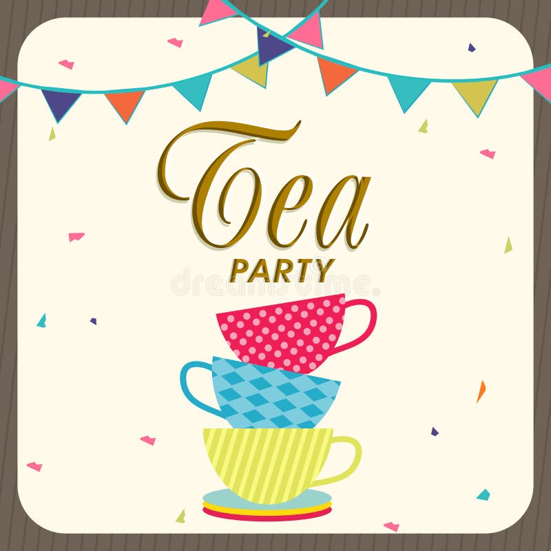 Tea Party Invitation Card Design. Stock Illustration - Illustration of ...