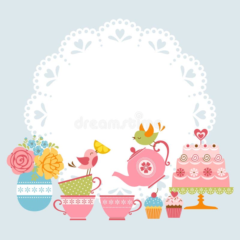 Tea party invitation stock vector. Illustration of food - 52473944