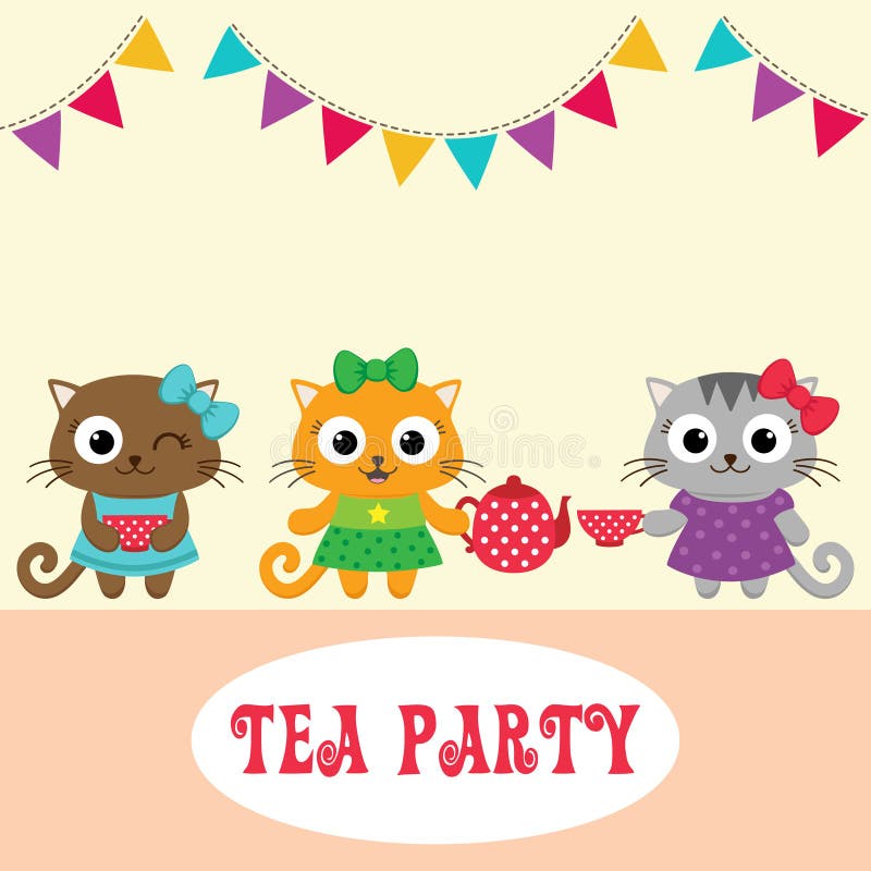 Tea Party Invitation with Cute Owls Stock Vector - Illustration of ...