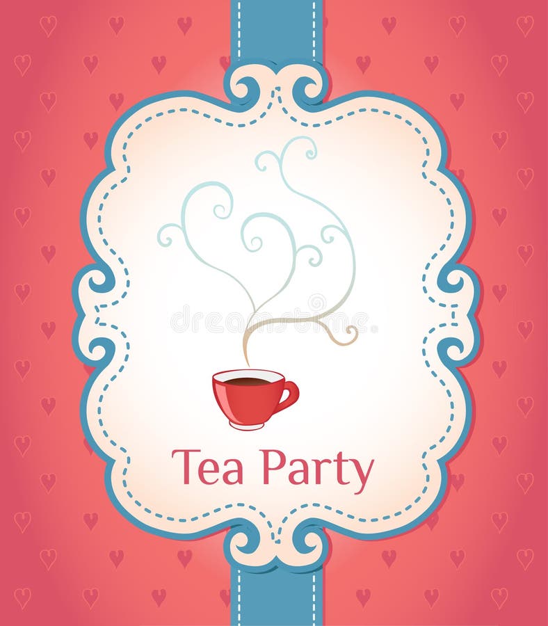 Tea Party Invitation Vintage Style Frame Stock Vector - Illustration of ...
