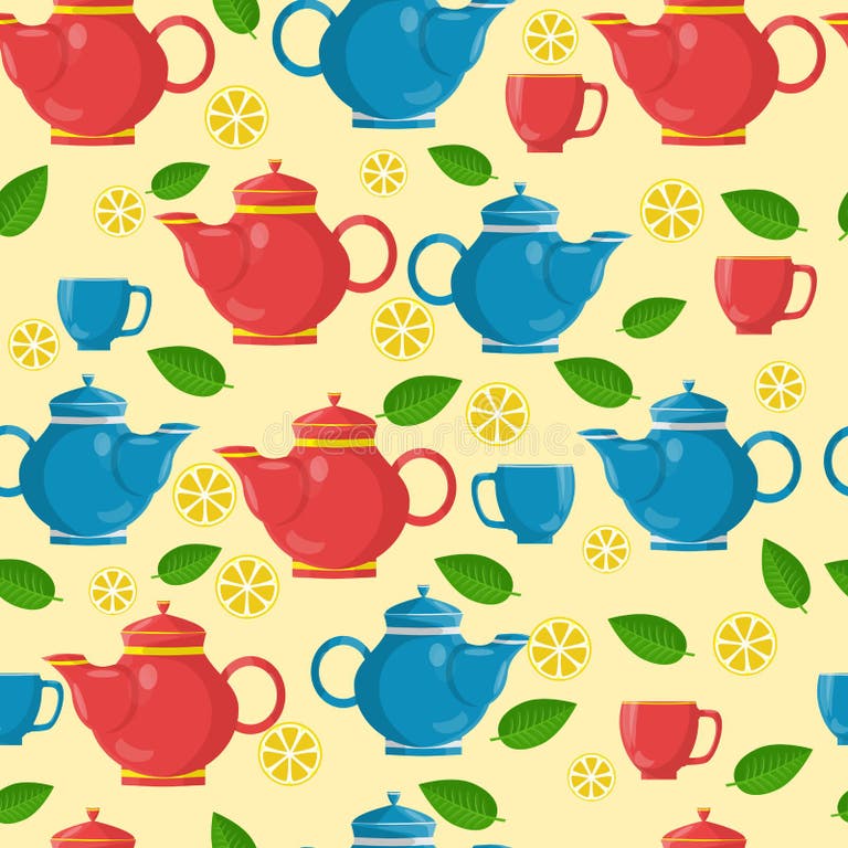 Tea party pattern stock vector. Illustration of slice - 183454797