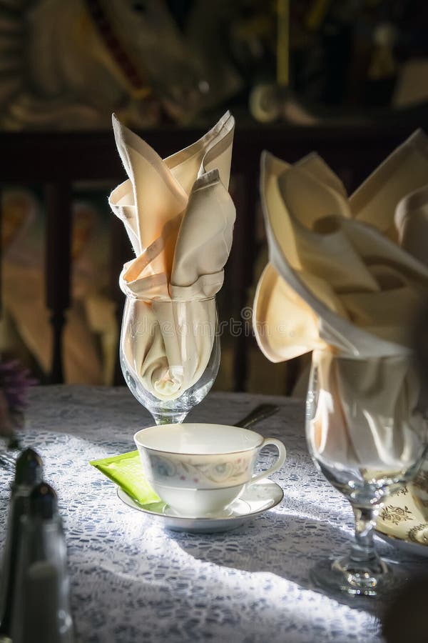 Tea Party Place Setting for Wedding Reception Tables Stock Image ...