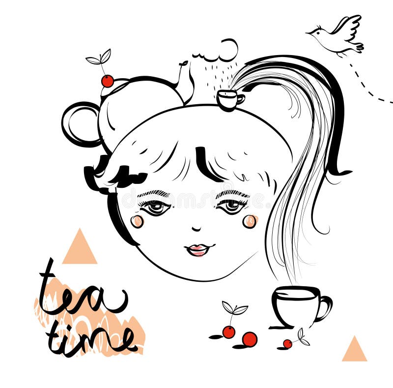 Tea Party stock vector. Illustration of drawing, eyes - 30523058