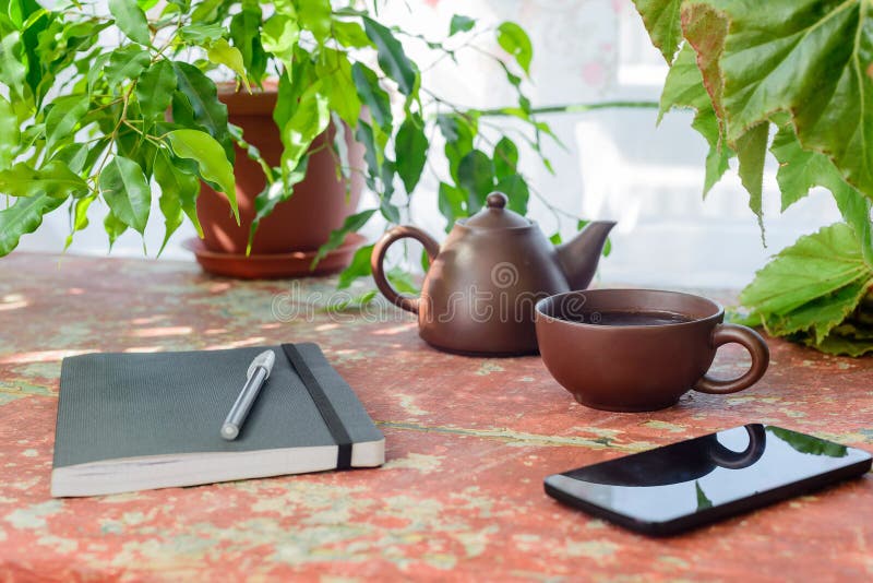 Tea Party between work stock photo. Image of pottery - 75763240