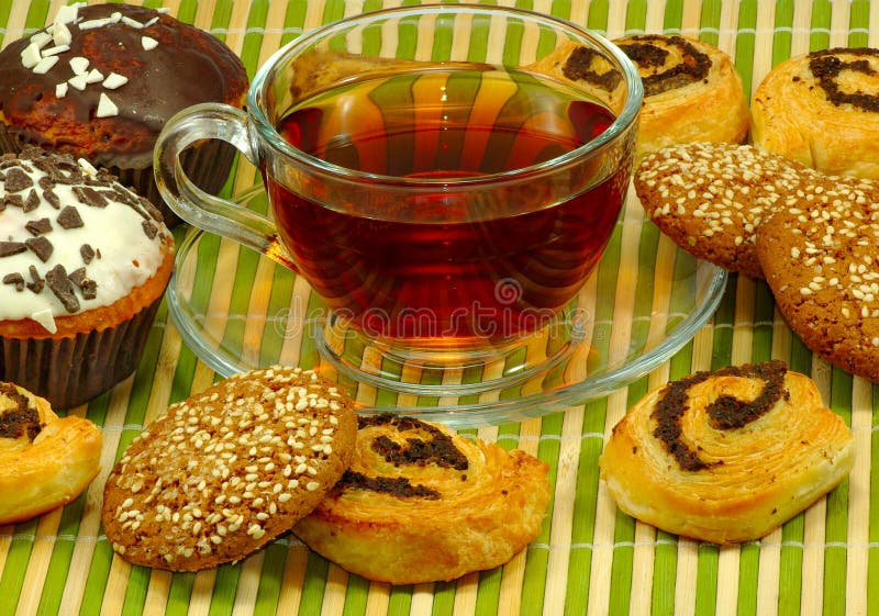 Tea and pastries stock photo. Image of drink, closeup - 31405438