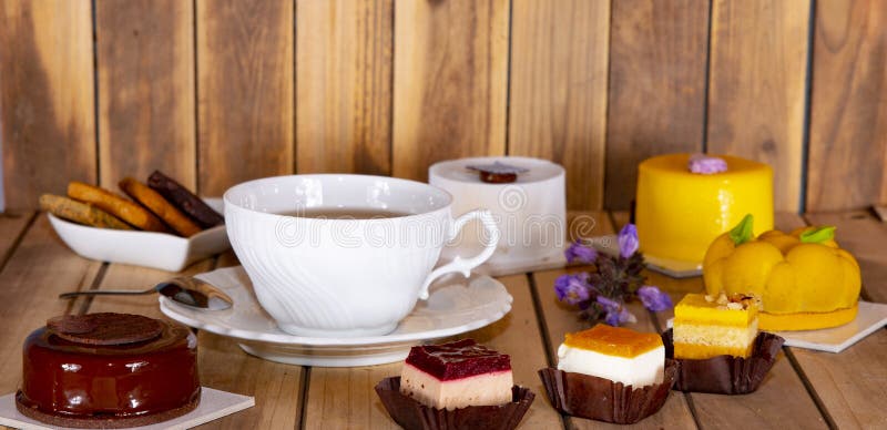 Tea and pastries stock photo. Image of chocolate, champagne - 181268628