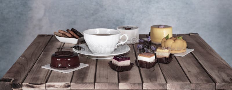 Tea and pastries stock photo. Image of cream, culinary - 181268818