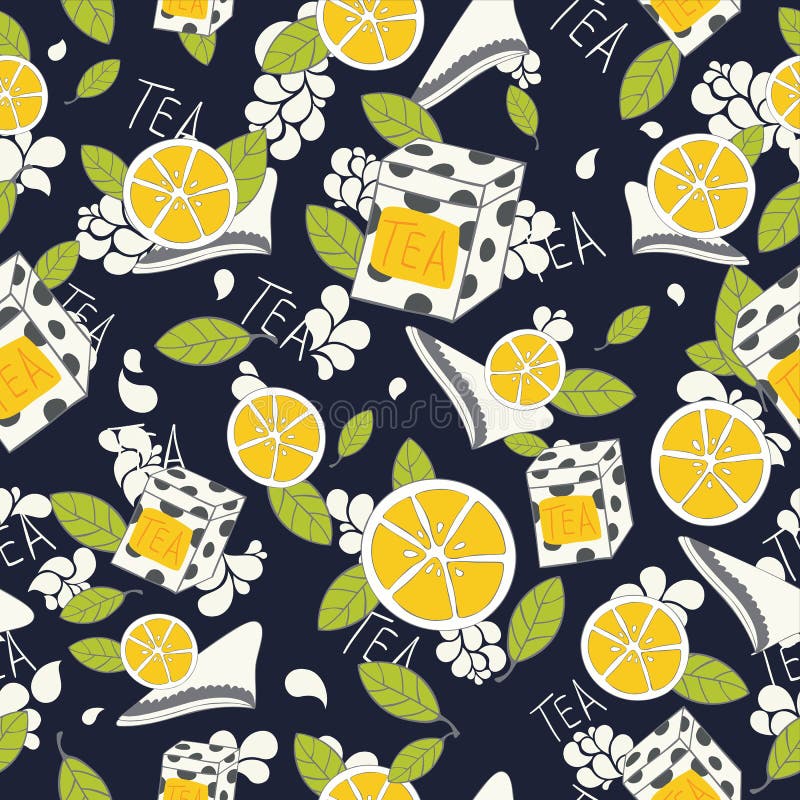 Tea pattern stock vector. Illustration of afternoon, menu - 34882896