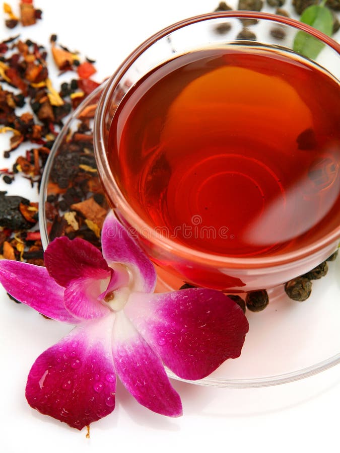 Tea and pink orchid stock image. Image of vegetative - 25413505