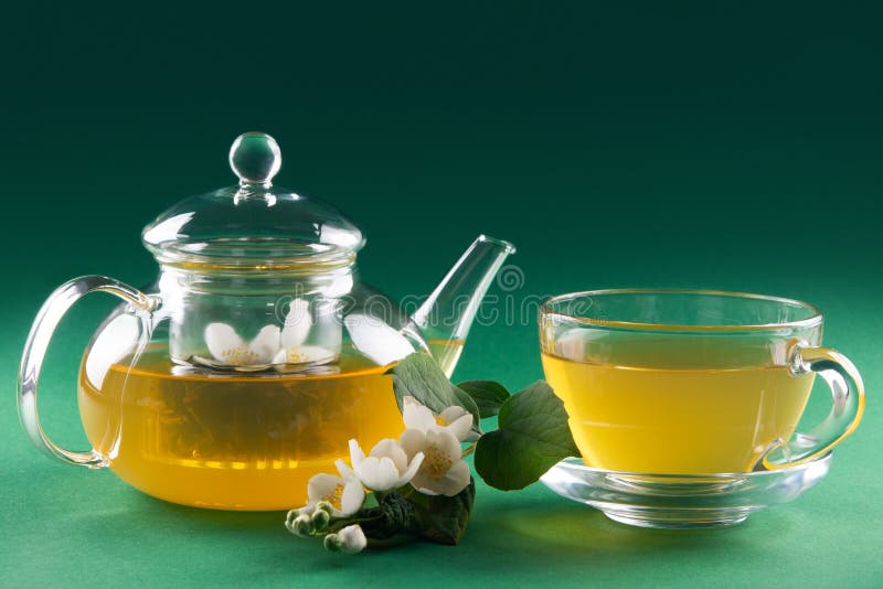 Tea Cup and Tea Pot. Side View Stock Image - Image of leaf, health ...