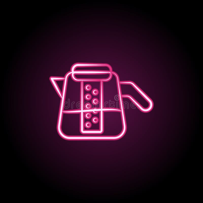 Tea Pot Hand Drawn Neon Icon. Simple Thin Line, Outline Vector of Tea ...